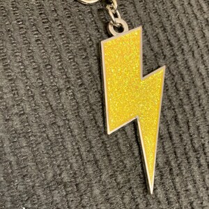 Lightning Bolt Keychain Solid Black & Silver - Etsy