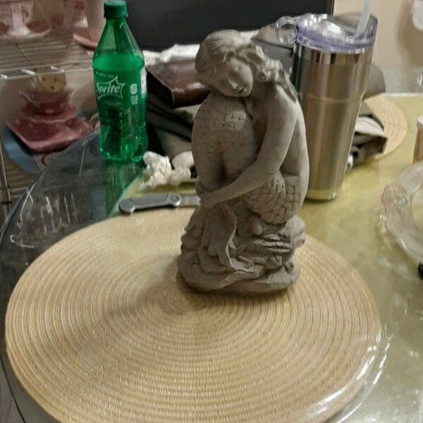 Large Elegant Mermaid - Handmade and Hand Painted Concrete Garden ...