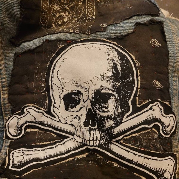 Skull and Crossbones Back Patch Pirate Flag, Sea Punk Backpatch, Skull ...