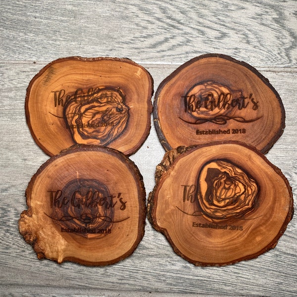 Personalized Live Edge Coasters, Engraved Coasters Live Edge, Custom ...