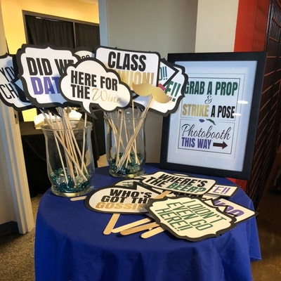 Class Reunion Photo Props, Reunion Photo Booth Gold Party Printable ...