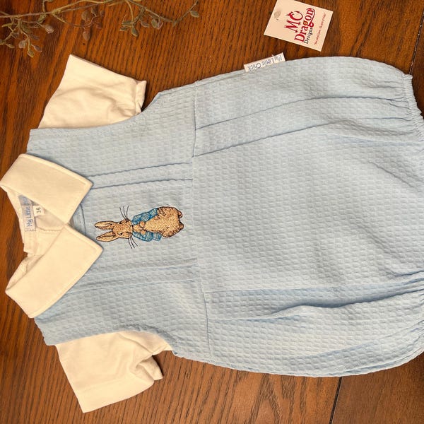 Embroidered Peter Rabbit | Baby Boys Knitted Romper | Long Sleeve | 2 ...