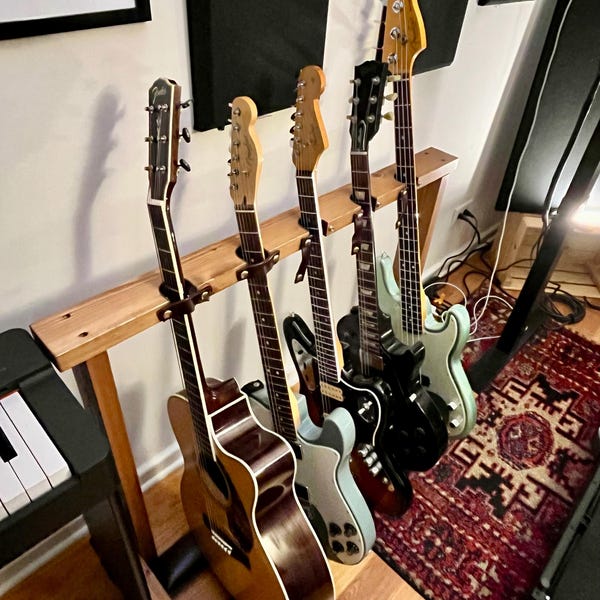 Leather & Wood Upright Custom Guitar Rack Guitar Stand - Etsy
