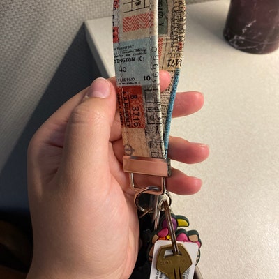 Vintage Ticket Key Fob Wrist Lanyard Key Fob Wristlet Wristlet Keychain ...