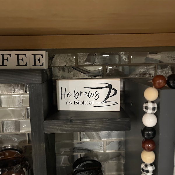 Mini Wood Sign, Small Sign, Coffee Sign, Tiered Tray, Coffee Bar, Gift ...