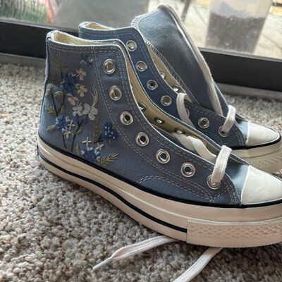 Converse Custom Floral Embroidery / Converse Custom Name / Gift for ...