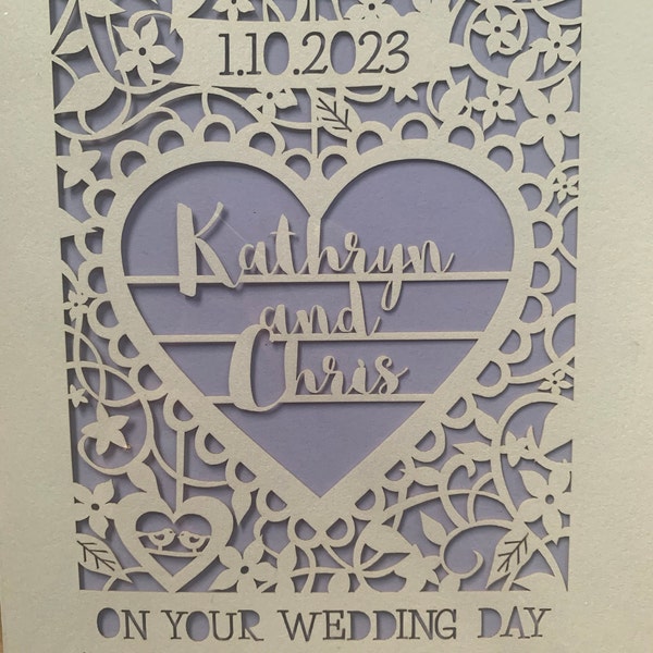 Personalised Papercut on Your Wedding Day Card, Laser Cut Wedding Card ...