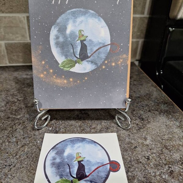 Happy Birthday "cat Flying on Broomstick" - Cute & Adorable Cat ...