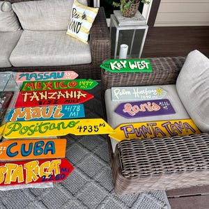 Set of 8 Directional Signs . Beach Signs . Tiki Signs . Custom ...
