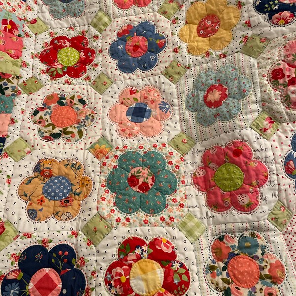 Flower Baby Quilt, Handmade Patchwork Quilt, Modern Colorful Quilt ...