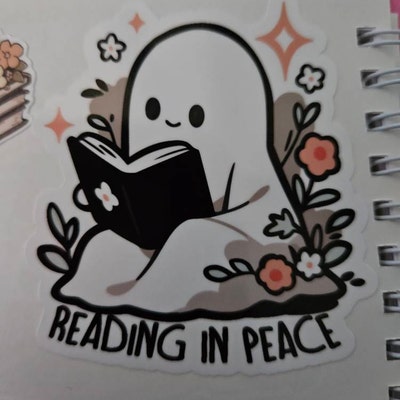 Reading in Peace Ghost Sticker Book Lover Sticker - Etsy