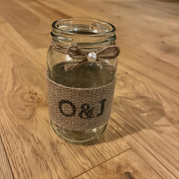 12 Wedding Jars, Decorated Jars, Hessian, Burlap,white Lace, Rustic ...
