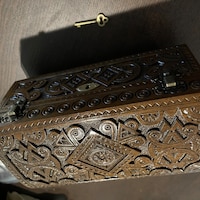 Large Wooden Box, Carved Wood Coffer, Wood Jewelry Box, Jewelry Case ...