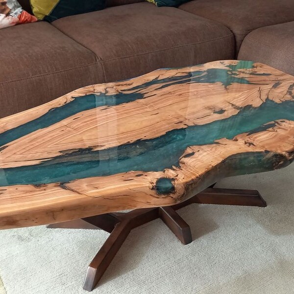 Mesa Centro Epoxy Resina Madera Olivo - Etsy