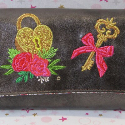 Machine Embroidery Design Heart Shaped Lock and Flowers 2 in 1 - Etsy