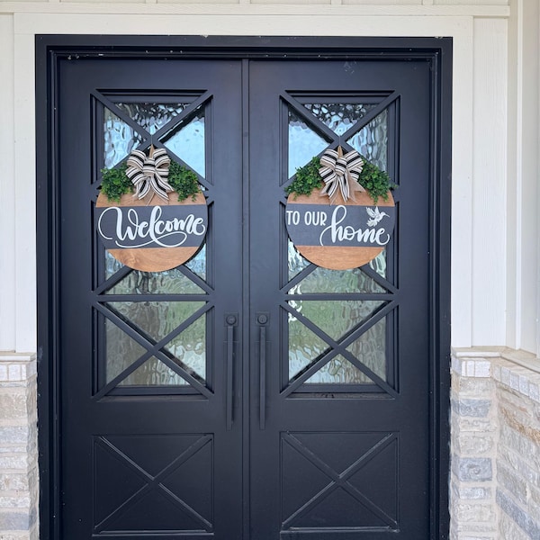Double Door Front Door Decor | Welcome to Our Home | Double Door Signs ...