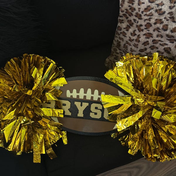 Pom Pom Sign Custom Cheer Stick - Game Day Signs - Custom Acrylic Cheer ...