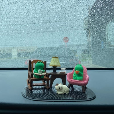 Cute Car Dashboard Decor Mini Frog Cat Ornament Car Accessories Decor ...