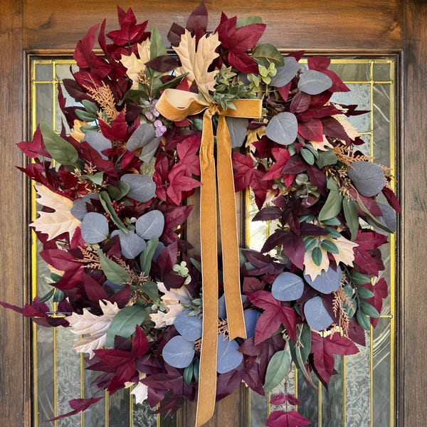 Blue Christmas Evergreen Door Wreath,berry Holiday Wreath,winter ...