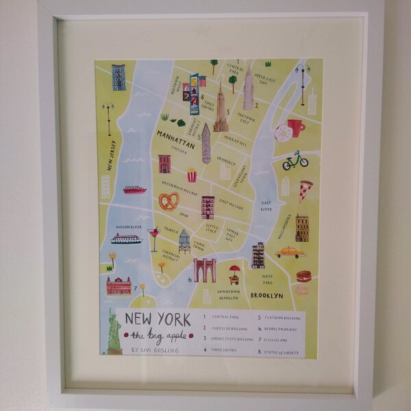 New York Illustrated Map New York Print New York Map Poster - Etsy