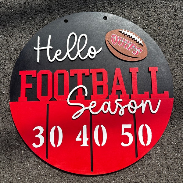 Hello Football Season Sign, Digital Download, Round Door Hanger Svg ...