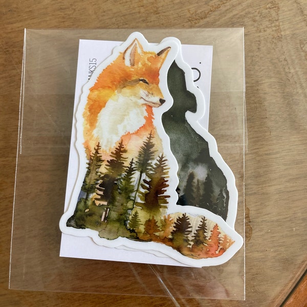 Fox Vinyl Sticker Watercolor Fox Art All Weather Sticker for Tumbler ...