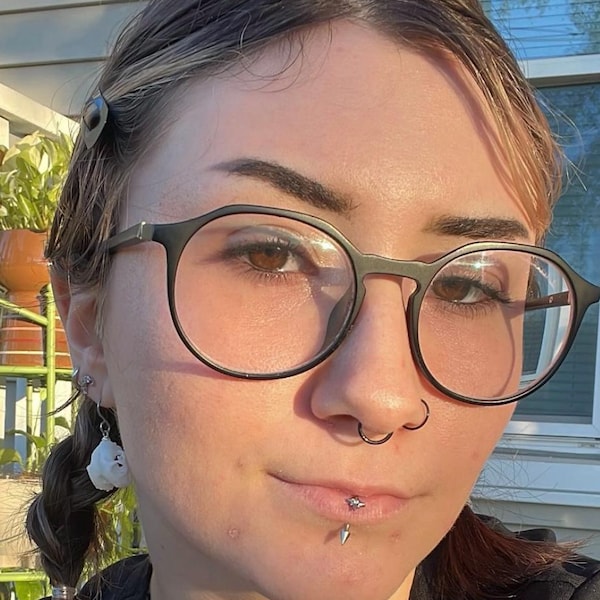 North Star + Spike Titanium Curved Piercing Barbell, Rook Cartilage ...