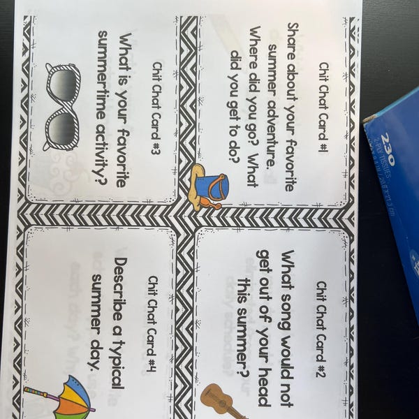 Getting to Know You Chit Chat Cards - Back to School Activity for ...