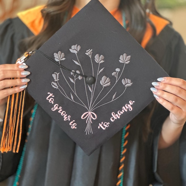 Embroidered Bouquet Grad Cap Topper | Grad Cap Decoration Topper ...