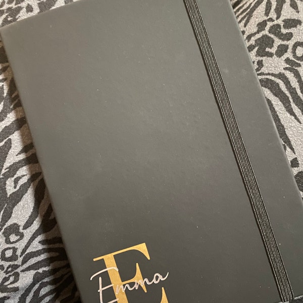 Soft Touch Hardback Personalised A6 A5 A4 Monogram Notebook, Black ...