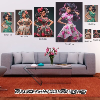 Canvas Size Comparison Mockup, Wall Art Size Guide Mockup , Canvas Size ...