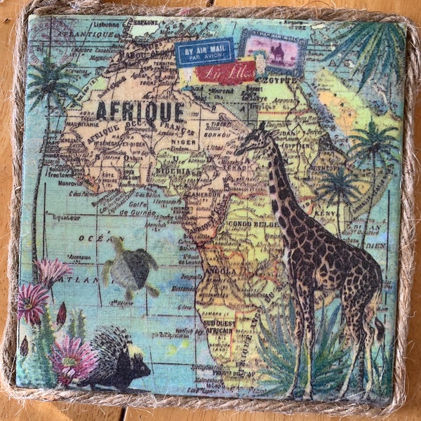 3 Decoupage Paper Napkins | African Memories | Vintage Map | Crafting ...
