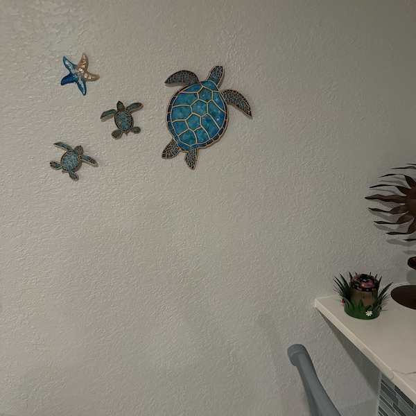 Sea Turtles Wall Hanging, Sea Turtle Family, Baby Turtle Wall Display ...