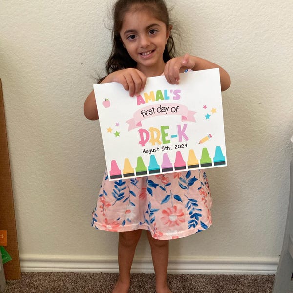 First Day of 6th GRADE Sign, Hello 6th Grade Printable Sign Blue 2023 ...