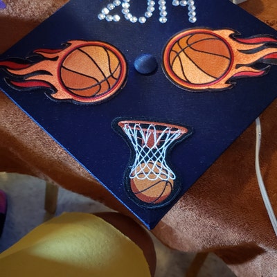 FLAMING BASKETBALL PATCH Iron-on Embroidered Applique Major League ...