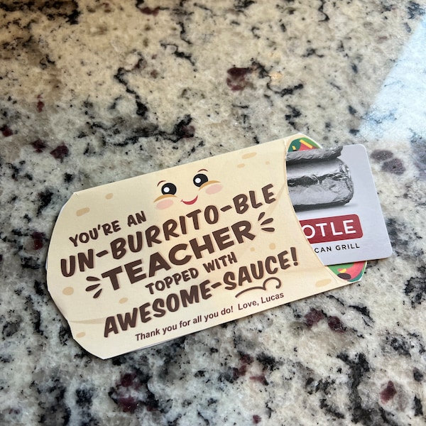 Taco and Burrito Teacher Gift Card Holder Printable, Instant Download ...