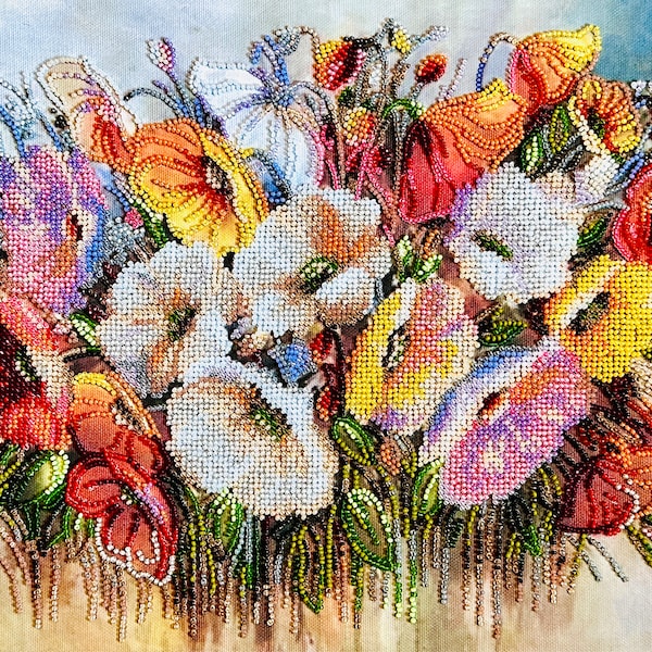 DIY Bead Embroidery Kit, Beadwork Craft Kit for Adults, Art Canvas Wall ...