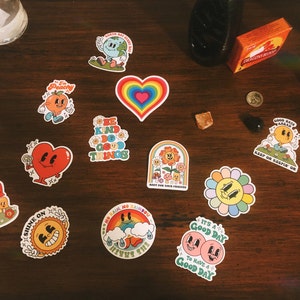 Happy Face Flower Sticker Cute Retro Hippie Sticker Smile - Etsy