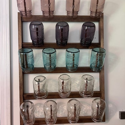 Mason Jar Storage and Display Rack Wood Wall Rack Glass - Etsy