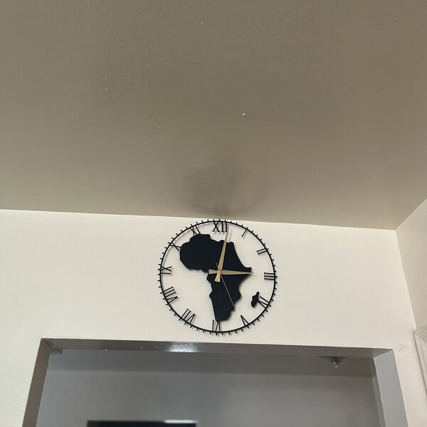Black Africa Map Clock, Africa Metal Wall Clock, Livingroom Metal Wall ...