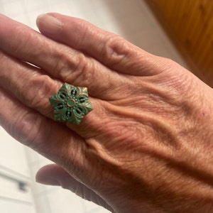 Silver Button Ring Art Deco Button Ring Wire Wrapped Ring - Etsy