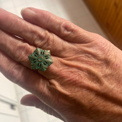 Silver Button Ring, Art Deco Button Ring, Wire Wrapped Ring, Silver ...