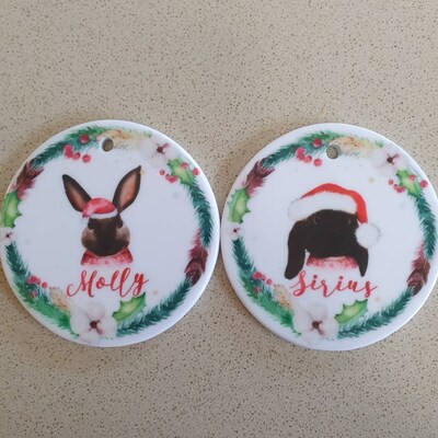 Custom Bunny Christmas Ornament, Personalized Bunny Ornament, Pet Bunny ...