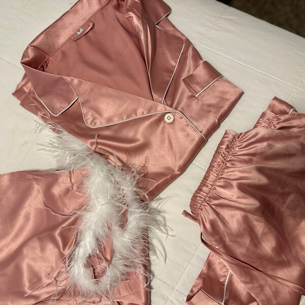 Feather Pajamas, Feather Pajama Set, Feather Pajamas White, Feather ...