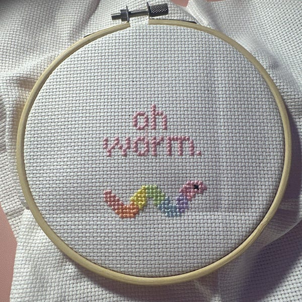 Mini Oh Worm Cross Stitch Pattern PDF Instant Download Gummy Pastel ...