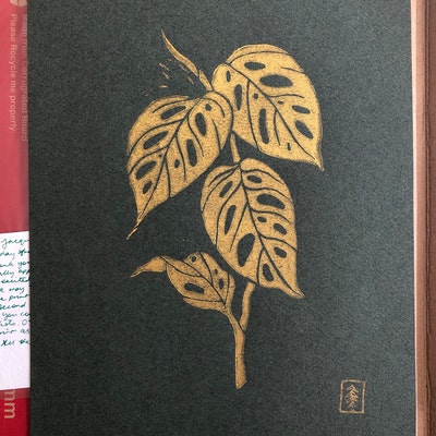 Olive Tree Original Lino Art Print Gold Leaf Detail Hand - Etsy Australia