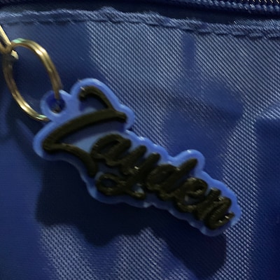 3D Personalized Two-tone Keychain CURLYCUE FONT 3D Printed Custom Name ...