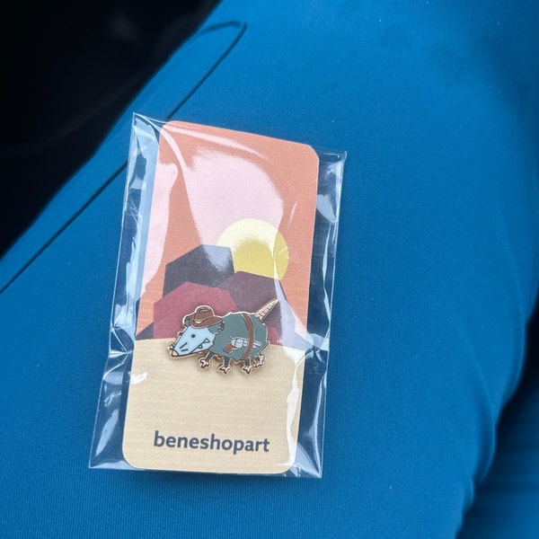 Opossum Cowboy Possum Enamel Pin | Original Creator | Pin for Hats ...