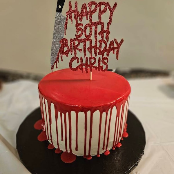 Horror Knife Cake Topper/horror Cake Topper/halloween Happy Birthday ...