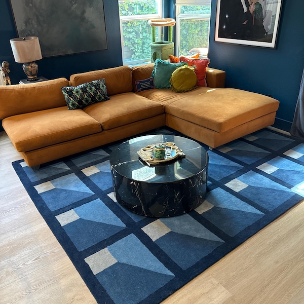 Hand Tufted Green Rug Modern High Low Rug Pebble Rug Multi Colored Rug ...